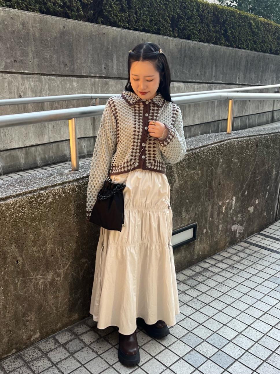 RETRO GIRLの配色スカシ編みカーデを使ったコーディネート | Rakuten Fashion(楽天ファッション／旧楽天ブランド ...