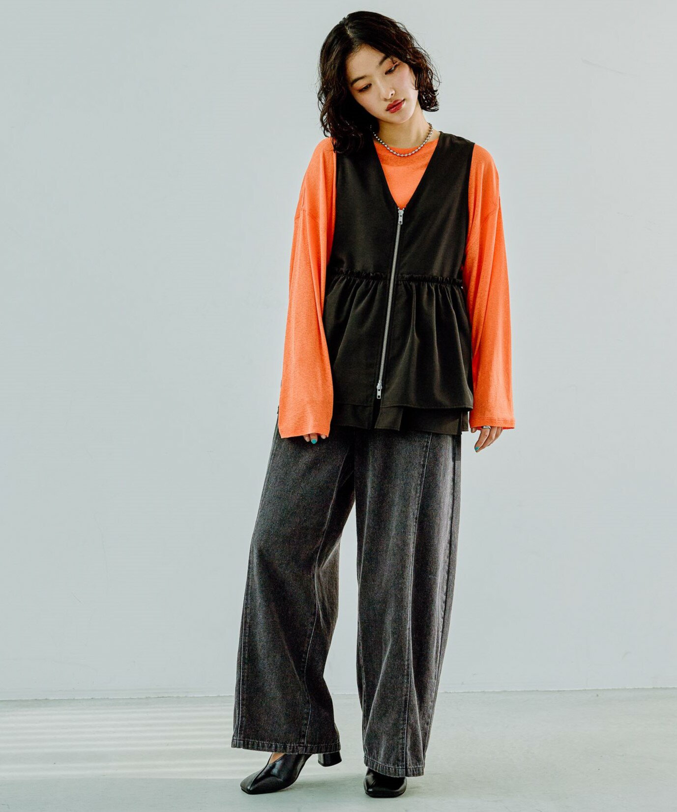 LEPSIMのギャザーWZIPベストを使ったコーディネート | Rakuten Fashion(楽天ファッション／旧楽天ブランドアベニュー)5200166