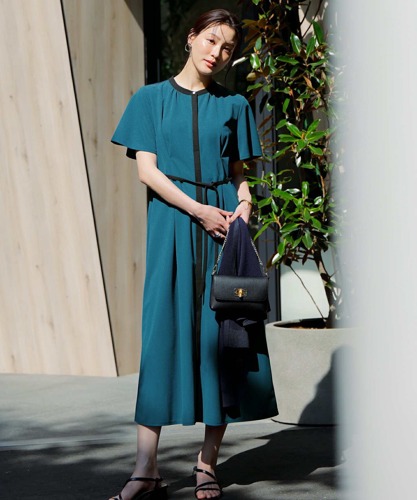 any SiSの【UVケア・ストレッチ・洗える】2WAYジョーゼットジャージー ワンピースを使ったコーディネート | Rakuten Fashion(楽天ファッション／旧楽天ブランドアベニュー ...