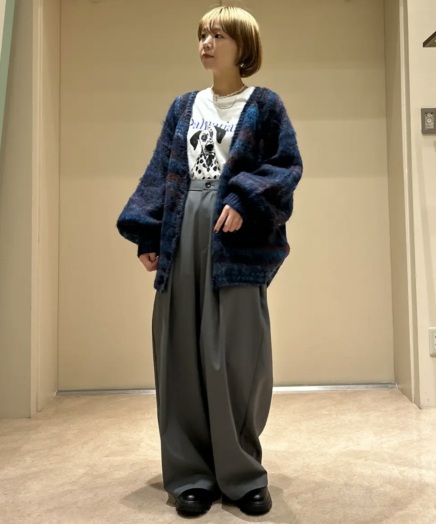 ROSE BUDのCREOLME/SHAGGY KNIT CARDIGANを使ったコーディネート