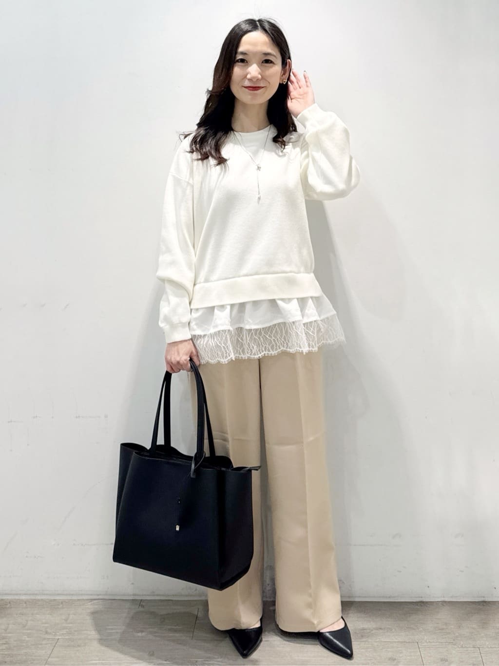 OPAQUE.CLIPの裾レースドッキングニットを使ったコーディネート | Rakuten Fashion(楽天ファッション／旧楽天ブランド ...